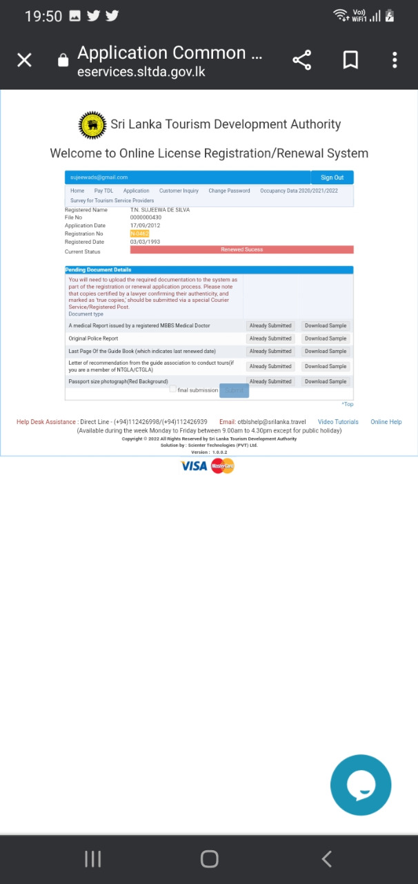 SLTDA Licence Renewal for NTGLs – Sri Lanka Institute of National ...